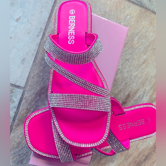 Berness | Shoes | Berness Pink Strappy Bling Sandals | Poshmark